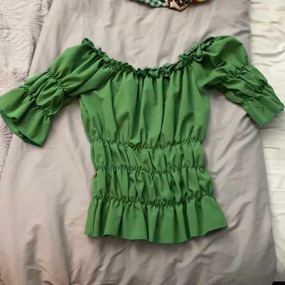 Tops | Green Peasant Blouse | Poshmark